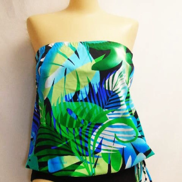 Topanga | Swim | Nwt Bandeau Blouson Tankini Top 713713 | Poshmark
